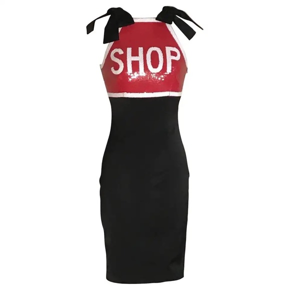 Moschino | Dresses | Moschino Couture Shop Stop Sign Dress Black With ...